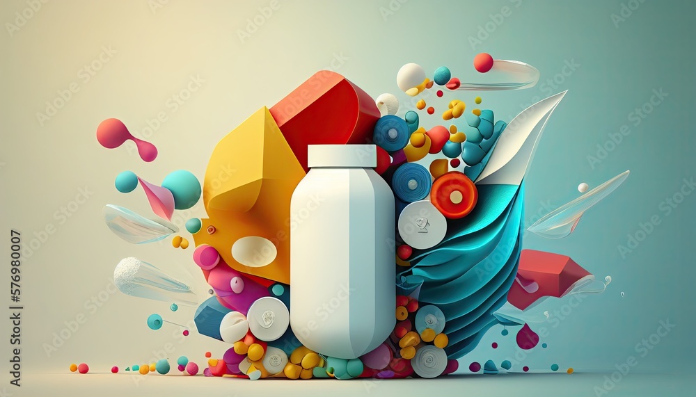 Pharmacology and pharmaceuticals, healthcare background with copy space ...