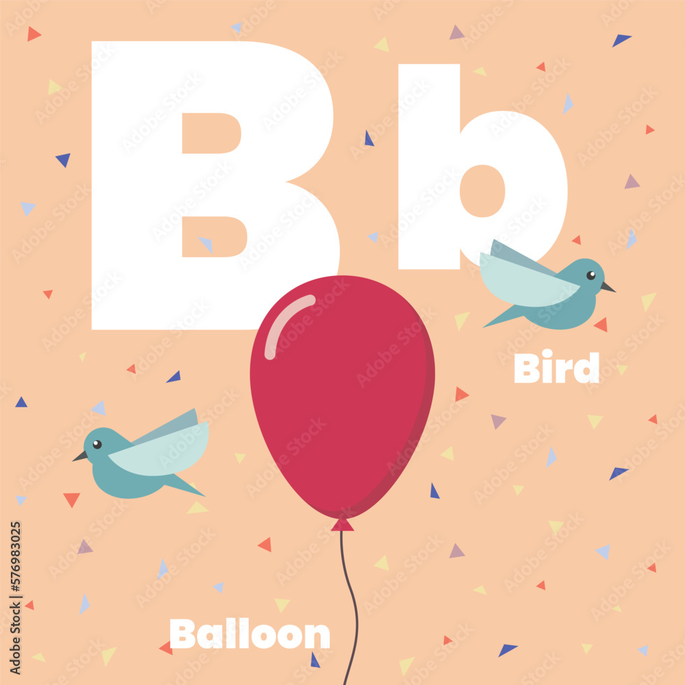 Cute children ABC alphabet flashcard words with the letter B Stock ...