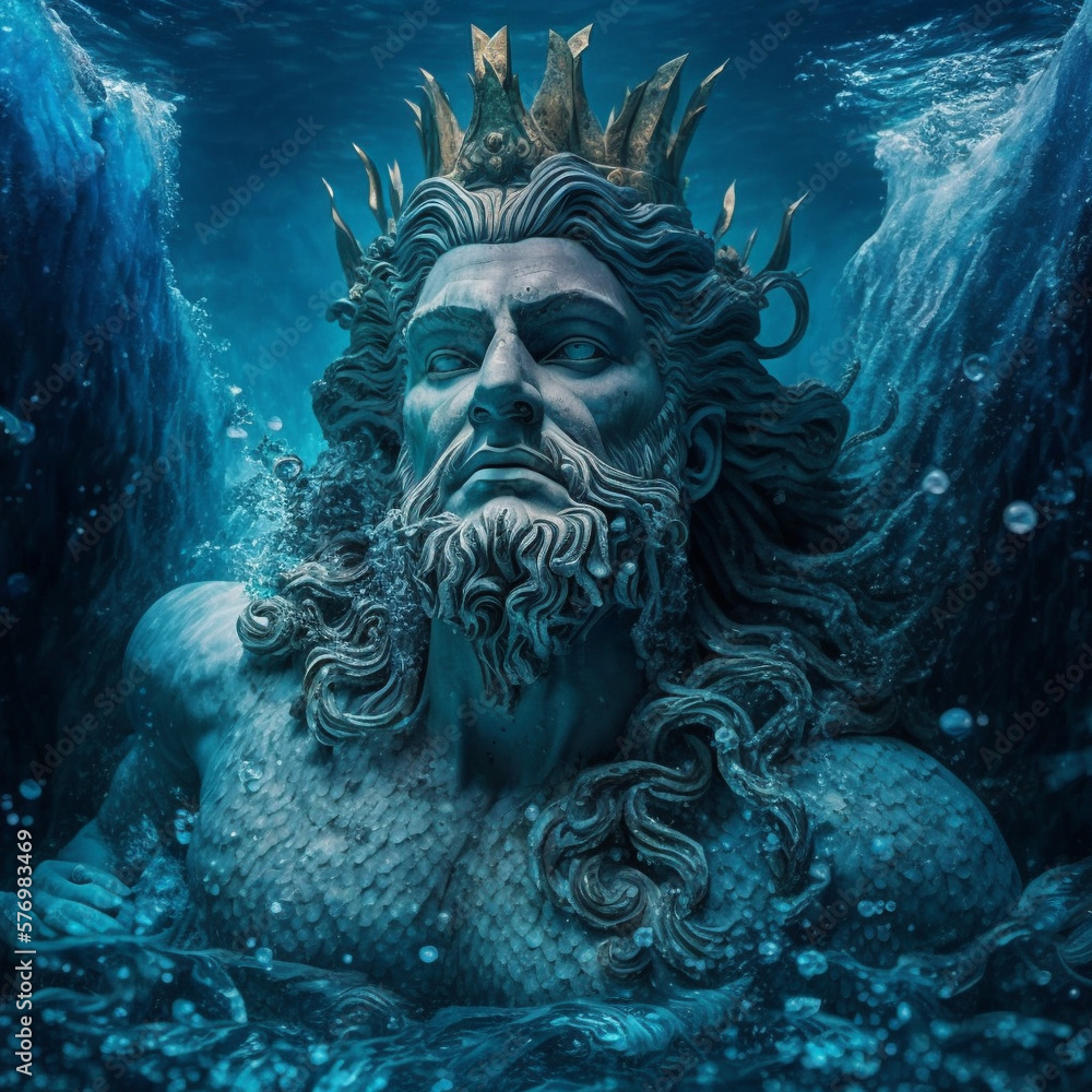 ancient greek God Poseidon underwater Stock Illustration | Adobe Stock