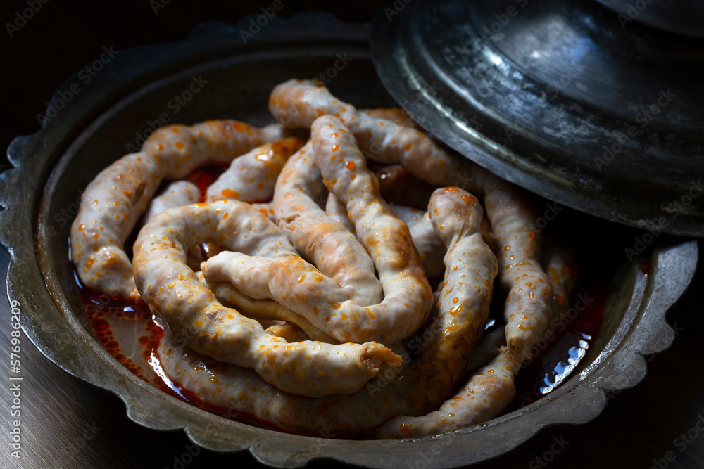 Traditional delicious Turkish cuisine, Middle Eastern dishes, offal ...