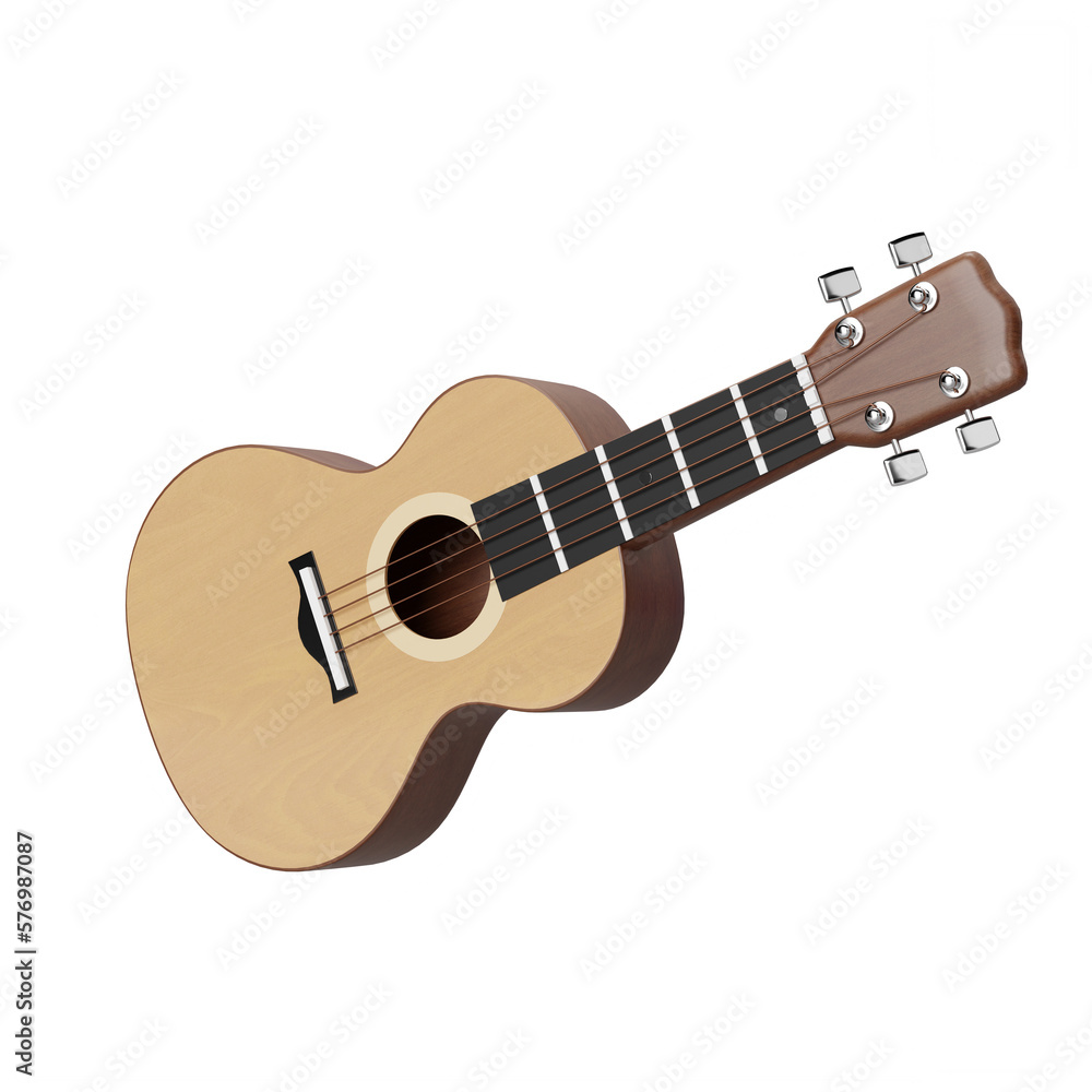 Cute cartoon style 3d guitar with wood texture realistic render with ...