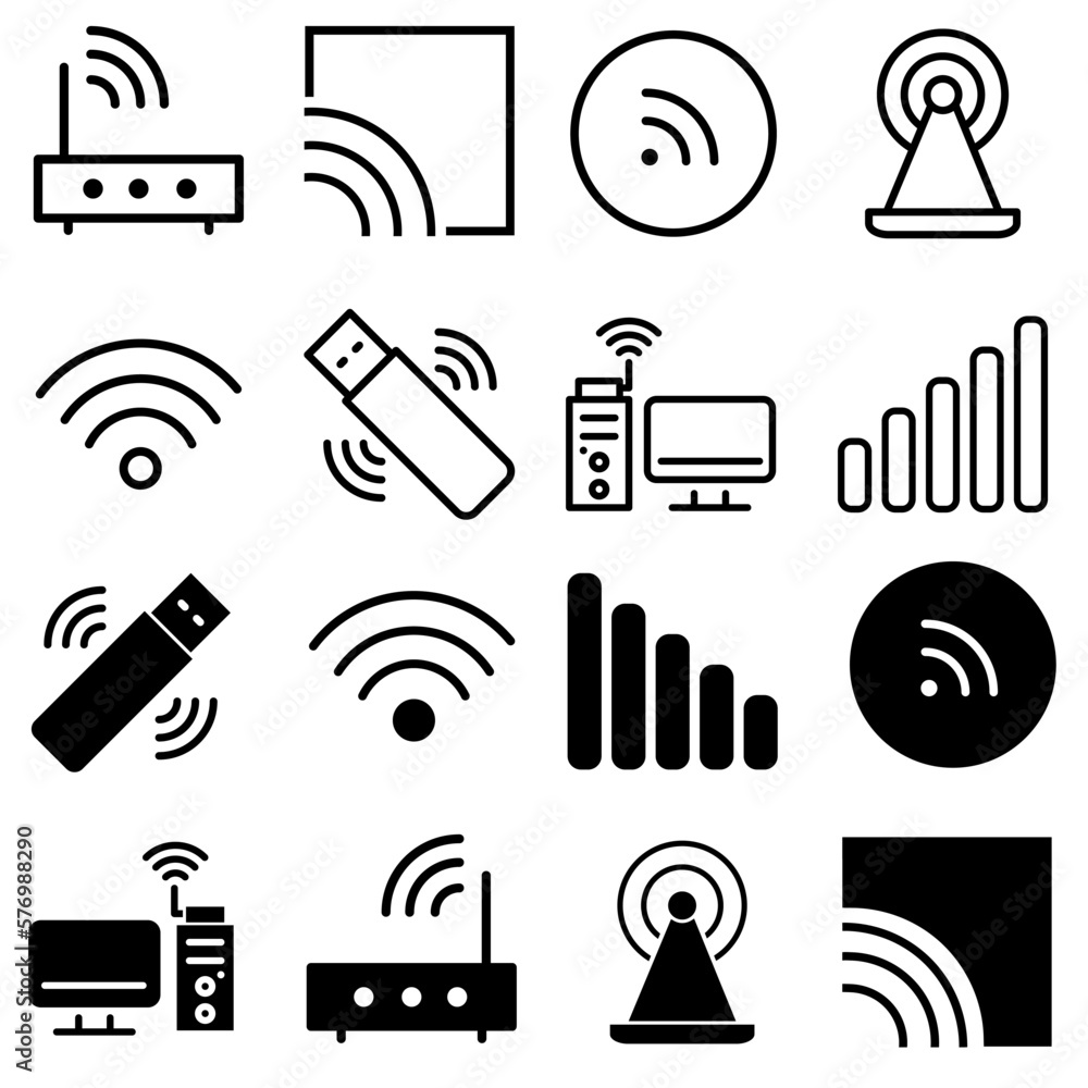 Wi-Fi icon vector set. wireless illustration sign collection. signal ...