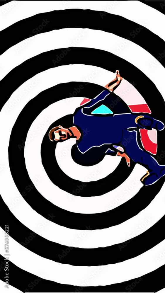 2d vertical video animation in comic style - rotating black and white ...