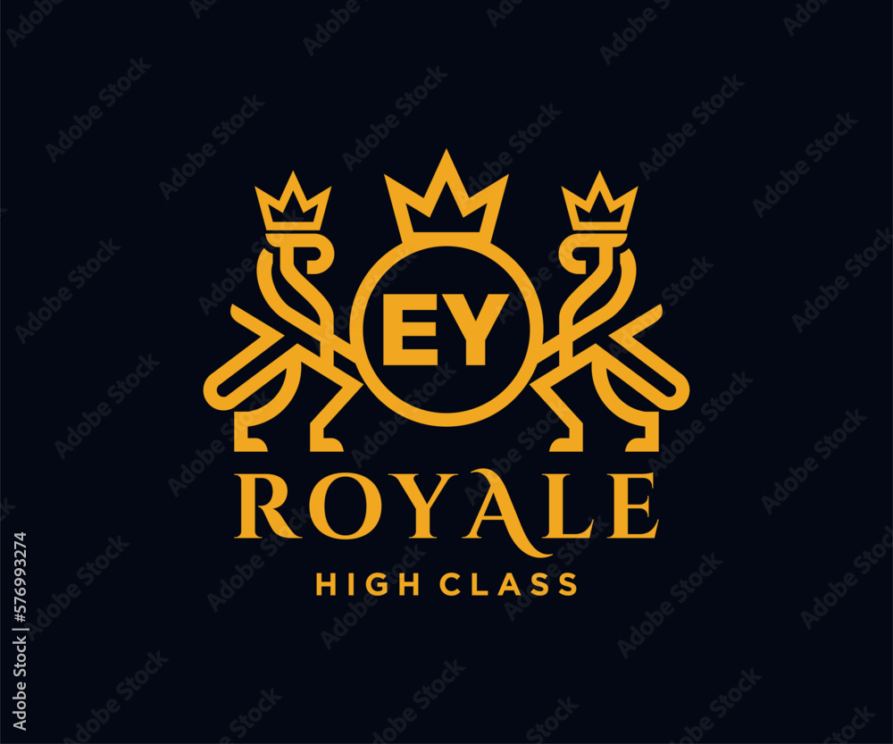 Golden Letter EY template logo Luxury gold letter with crown. Monogram ...