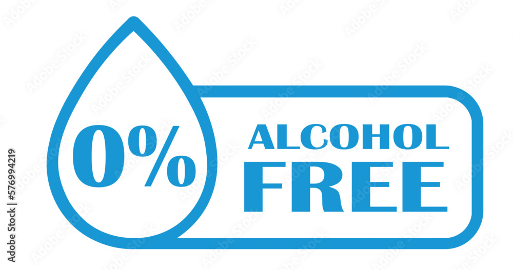 Non-alcoholic vector linear icon symbol of zero percent alcohol eps10 ...