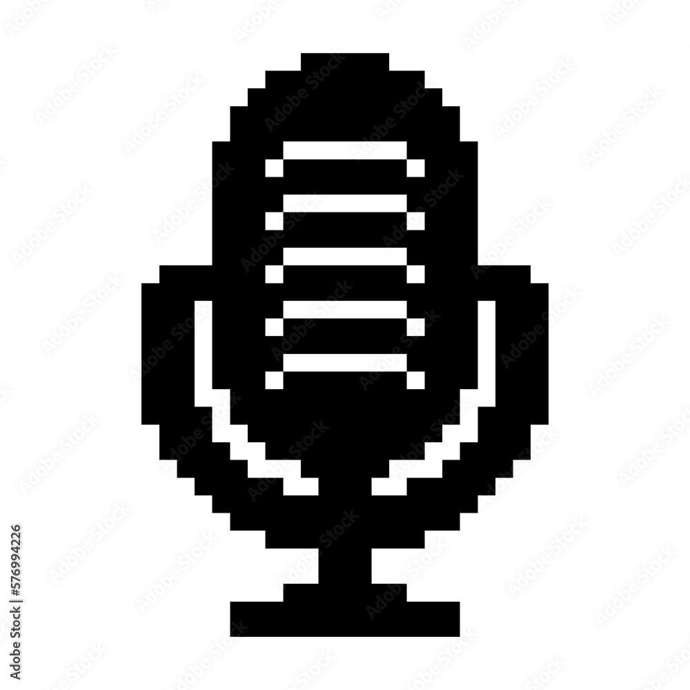 Record microphone icon black-white vector pixel art icon Stock Vector ...