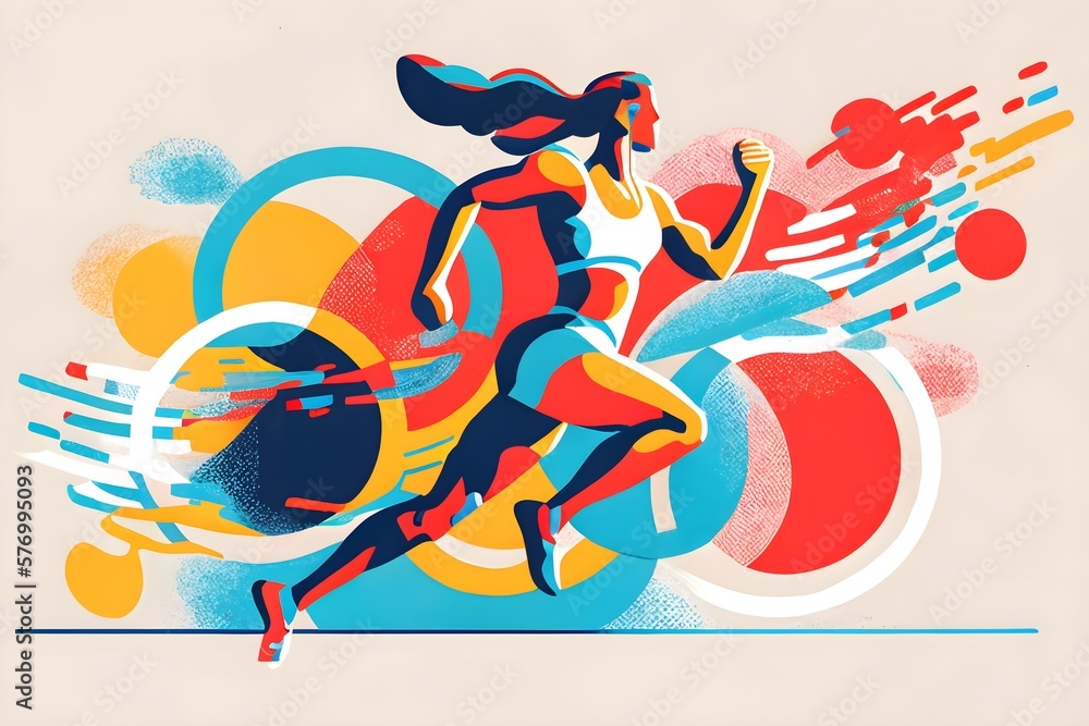 runner, woman runner, running track, olympic games. Generative AI Stock ...