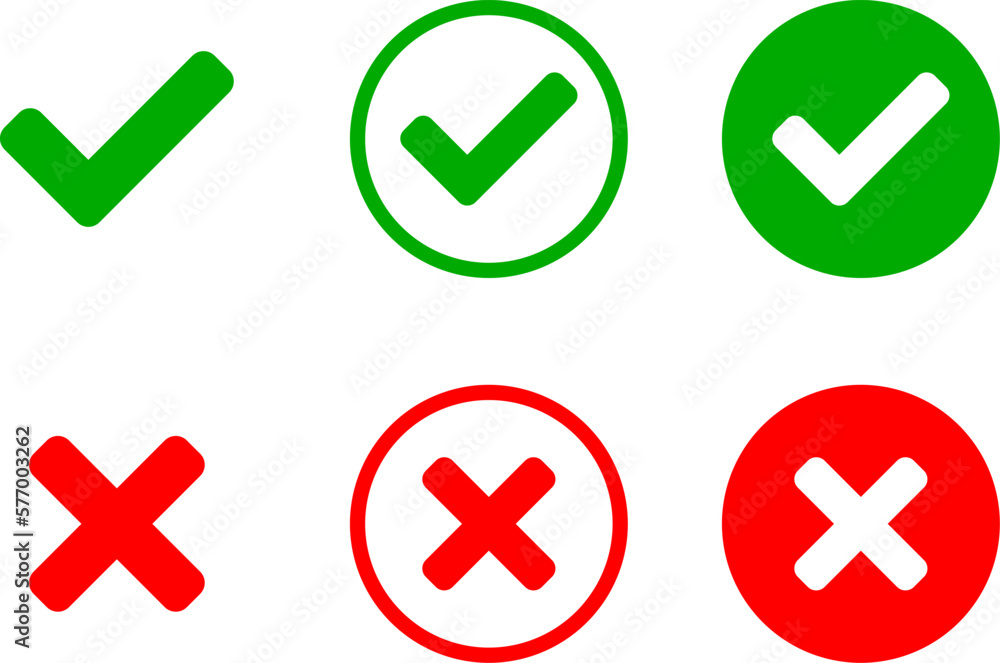 Yes and No or Right and Wrong or Approved and Declined Icons with Check ...