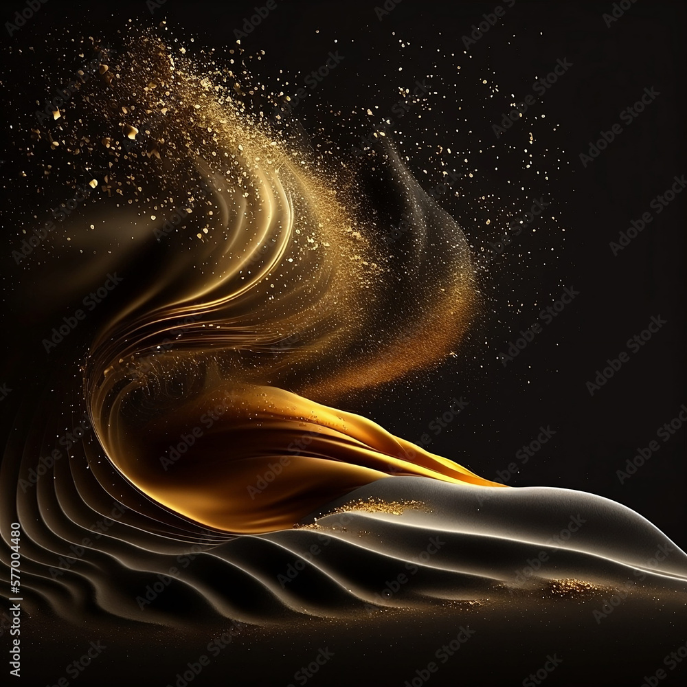 Abstract luxury swirling black gold background. Gold waves abstract ...