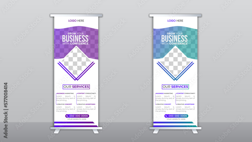Corporate Business Roll-up banner design.Vertical roll-up, x-stand ...