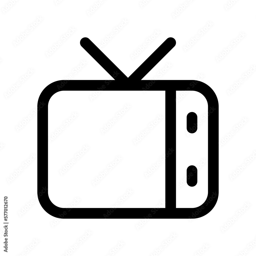 Editable vector blank tv show vintage screen icon. Black, line style ...