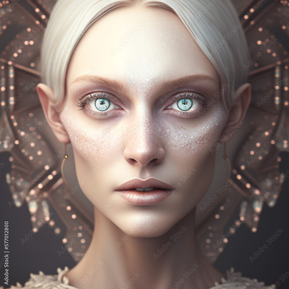 Stylized woman face with diamond eyes and pale skin. AI generated image ...
