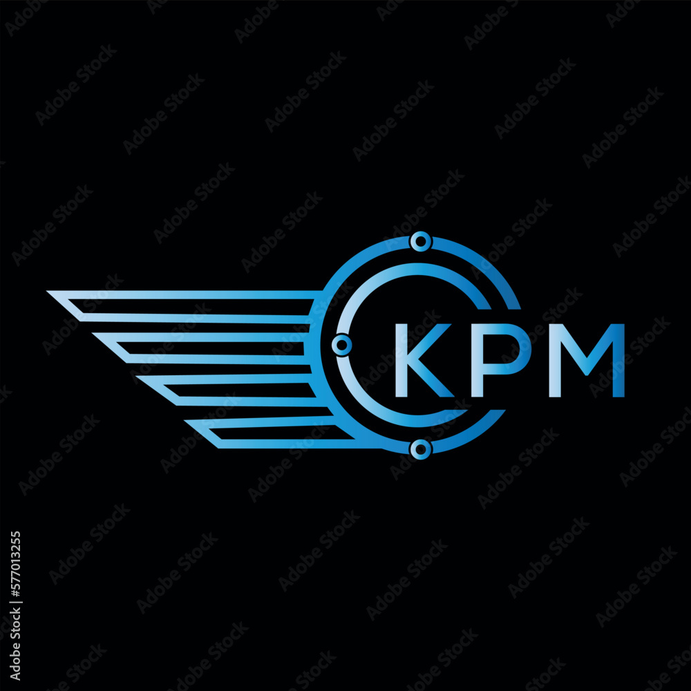 Kpm Letter Logo Kpm Blue Vector Image On Black Background Kpm Technology Monogram Logo Design