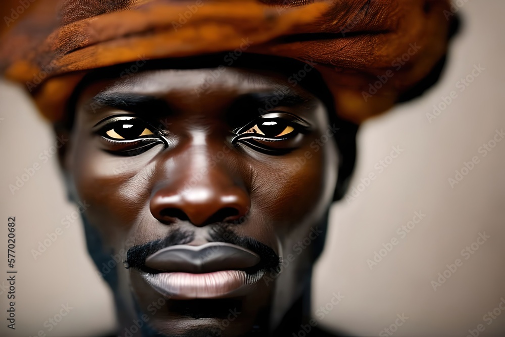 Portrait, african man of a tribe. Warrior, Tribal. Looking camera ...