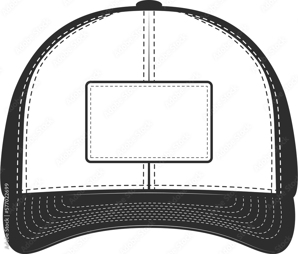 Baseball cap realistic front view monochrome style illustration ...