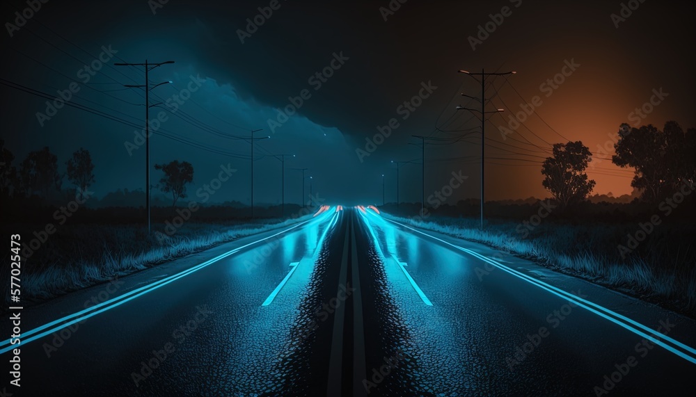 Neon color roadmap, street, dark background with goals created with ...