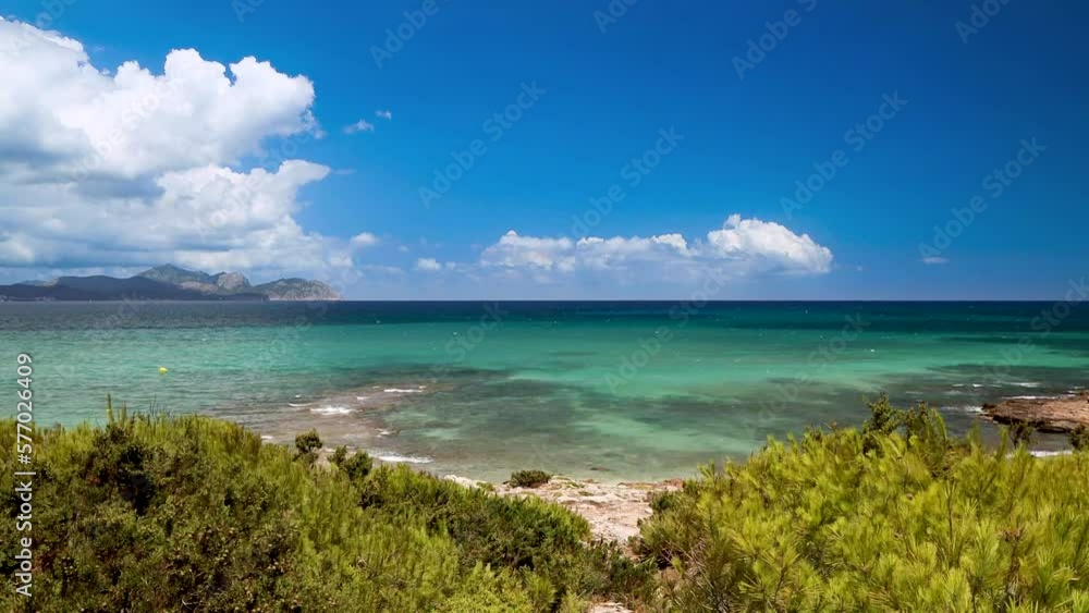 Beautiful footage of the Spanish beach in Majorca, showing the beach ...