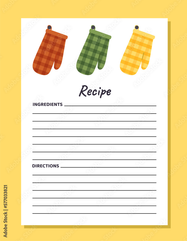 Vetor de Cooking note concept. Place to write down recipe, ingredients ...