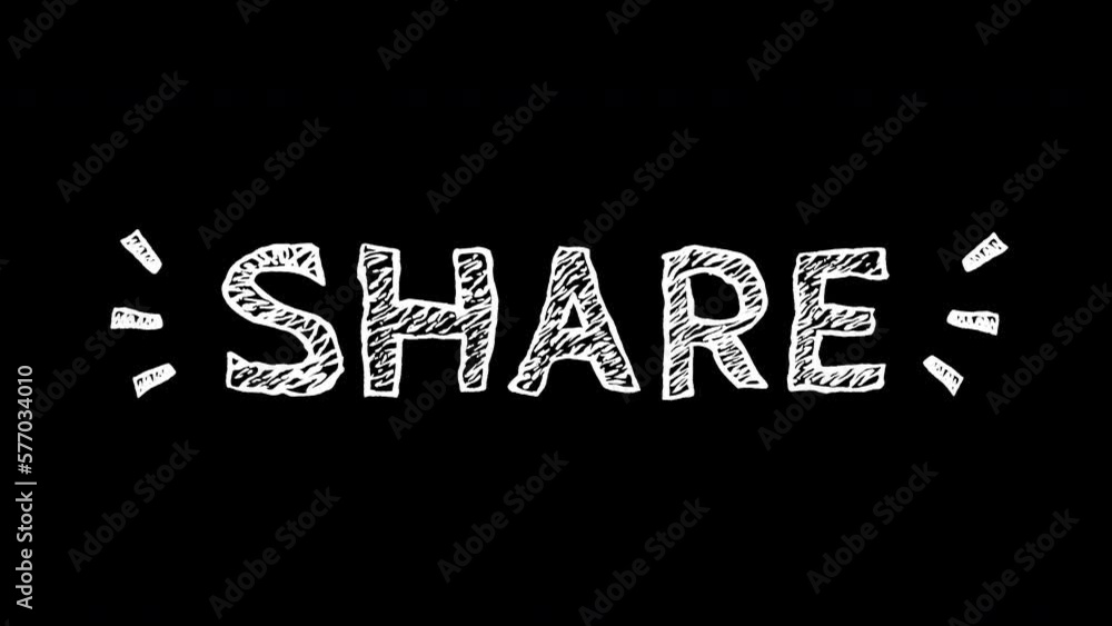 the words 'SHARE' animation with doodles style on transparent ...