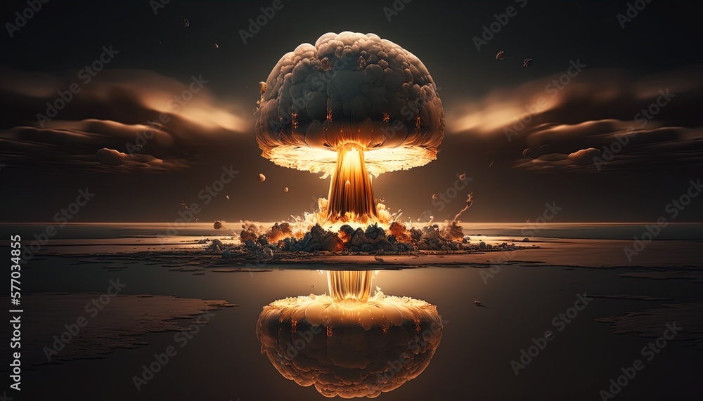 Nuclear bomb explosion in nuclear war, ww3, dystopic created with ...