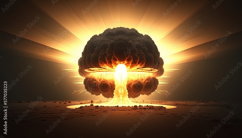 Nuclear bomb explosion in nuclear war, ww3, dystopic created with ...