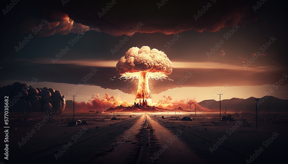 Nuclear bomb explosion in nuclear war, ww3, dystopic created with ...