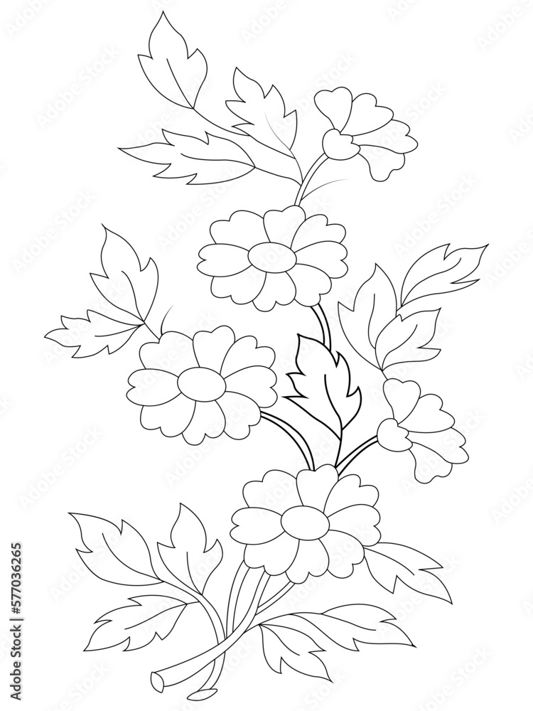 hand drawn simple flower coloring pages for kids and adult Stock Vector ...