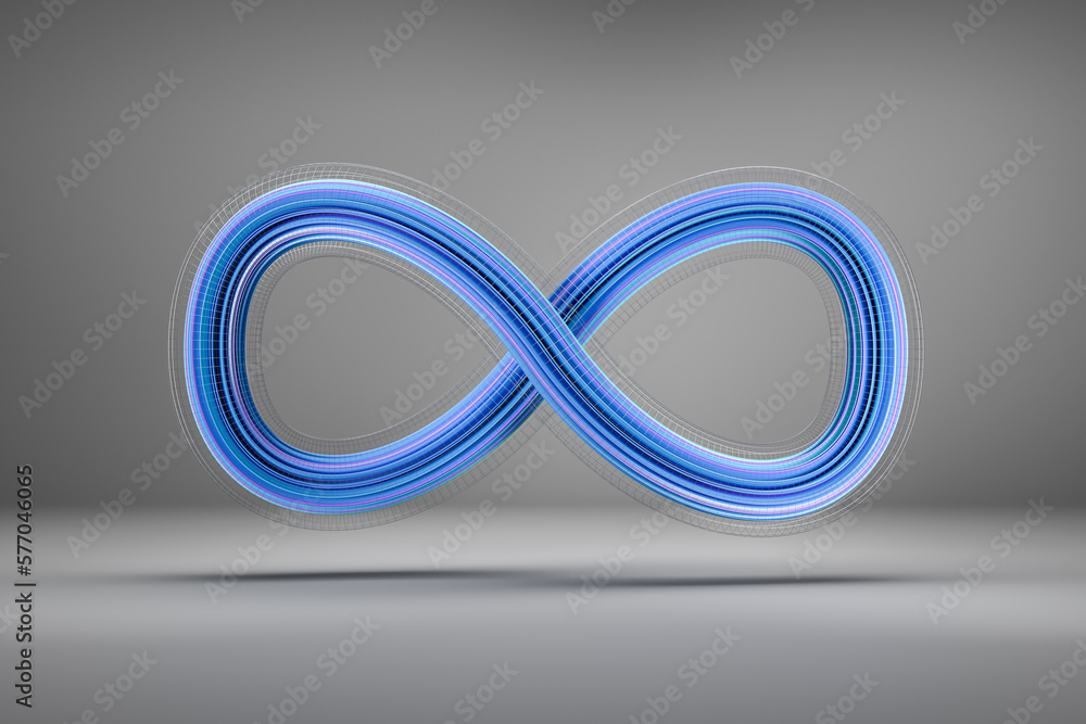 Blue 3d structure showing the infinity symbol with drop shadow against ...