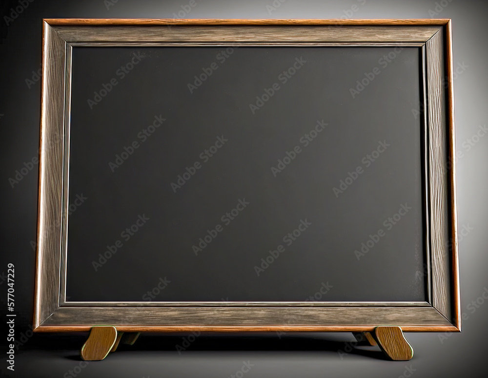 Blackboard with wooden frame on a black background. Stock Illustration ...