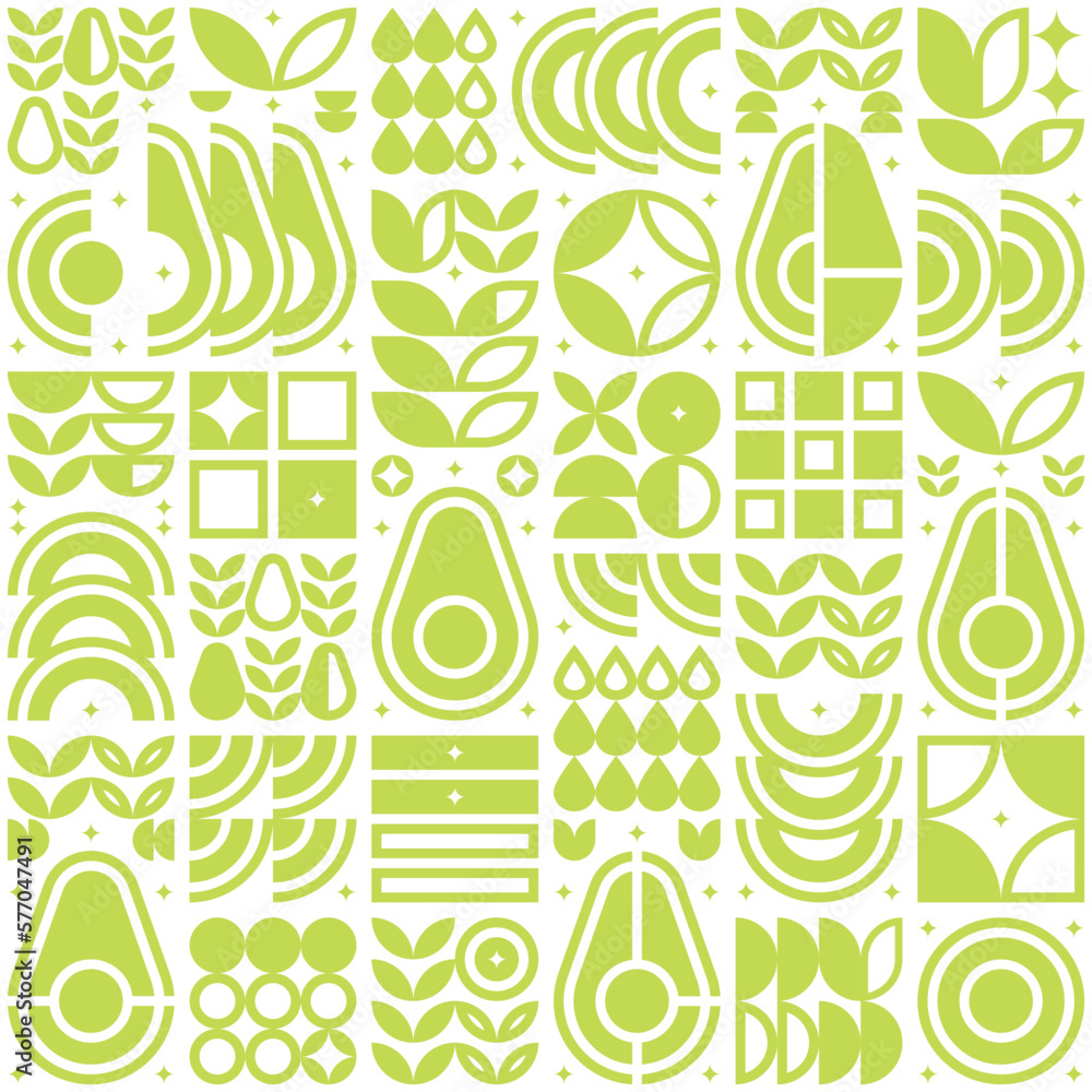 Abstract artwork of avocado pattern icon. Simple flat vector art ...