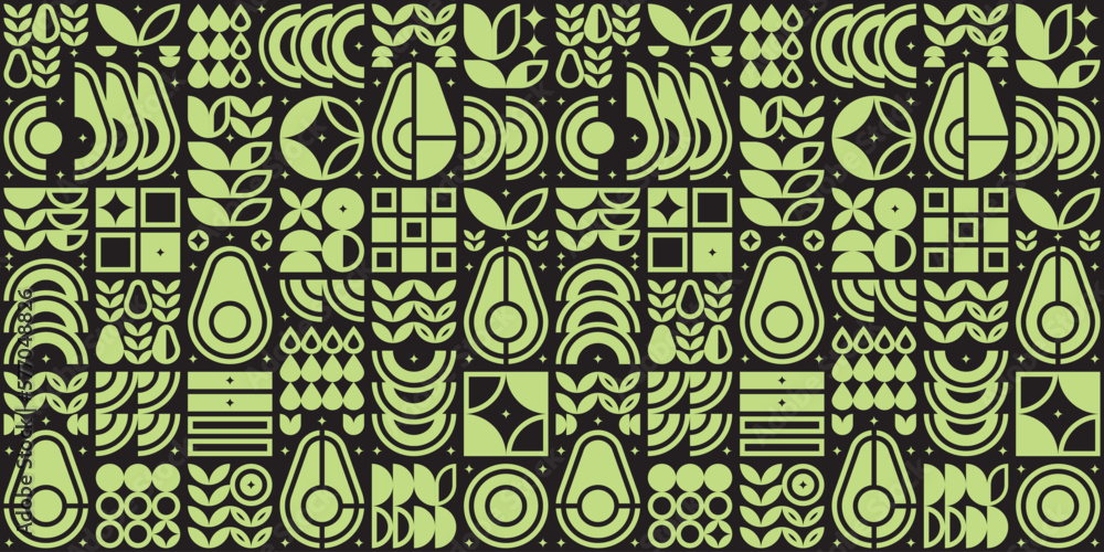Abstract artwork of avocado pattern icon. Simple flat vector art ...