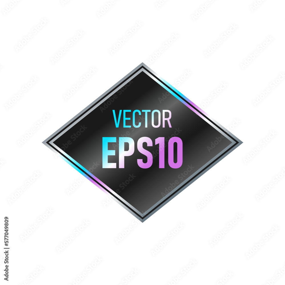 Diamond shaped black holographic sticker isolated on white background ...