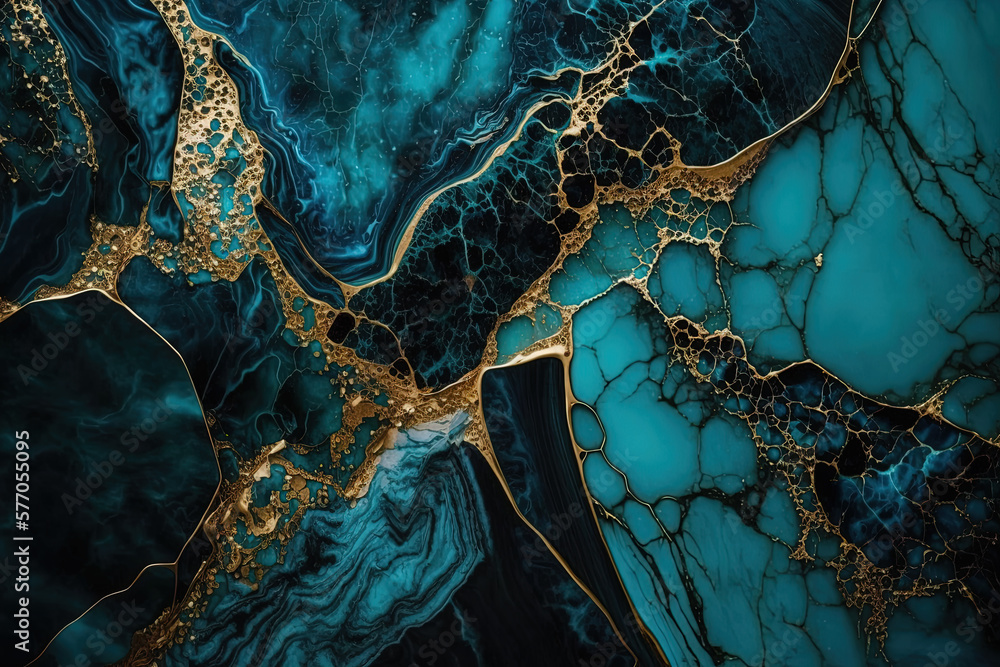 Teal blue and gold marble background. Luxury marble stone texture ...