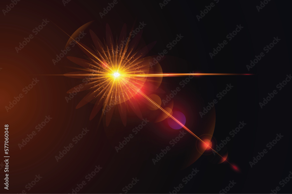 Light lens flare golden effect with vector sun light. Stock Vector ...