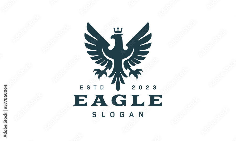 Royal Eagle Logo - Heraldic Bird With Crown Crest Emblem Stock Vector | Adobe Stock