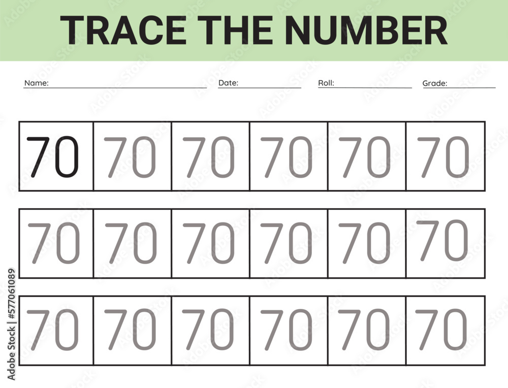 Vecteur Stock Number 70. card for kids learning to count and to write ...