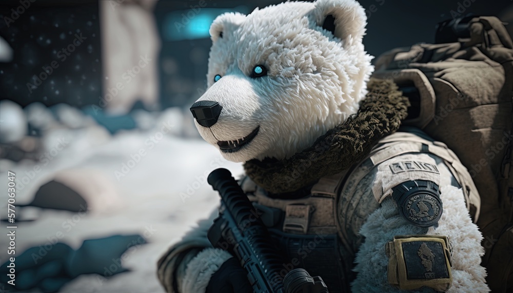 realistic animal in army suit , polar bear black ops army by ai ...