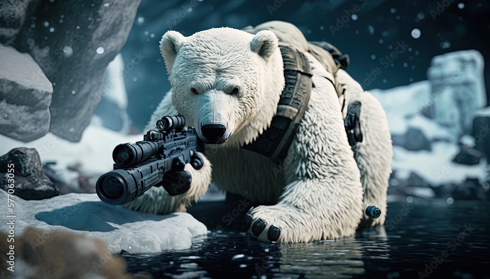 realistic animal in army suit , polar bear black ops army by ai ...