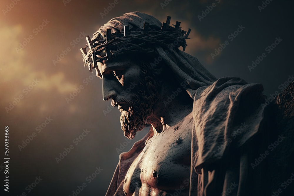 Jesus Christ wearing crown of thornes portrait. Ai Generative Stock ...