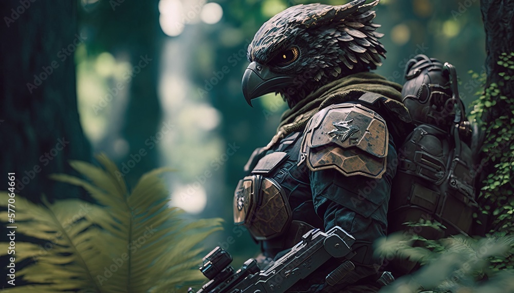 realistic animal in army suit, eagle army black ops by ai generative ...