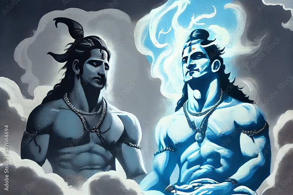 Ilustracja Stock: Painting Of God Mahadev And Lord Shiv With Clouds And ...