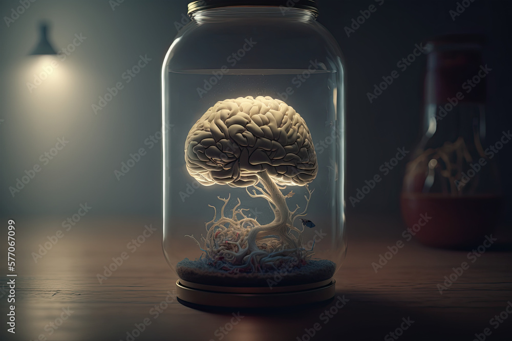 AI brain in a jar, Cinematic, cinematic, ai, brain, jar, artificial intelligence, machine ...
