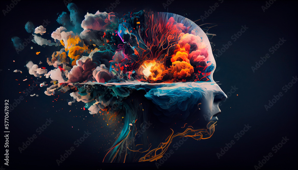 illustration of annual collective mind concept art, exploding mind ...