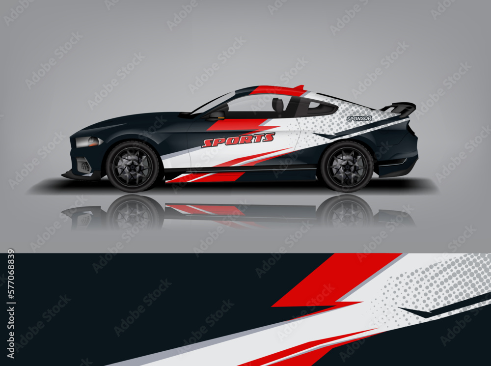 Car decal design vector. Graphic abstract stripe racing background kit ...