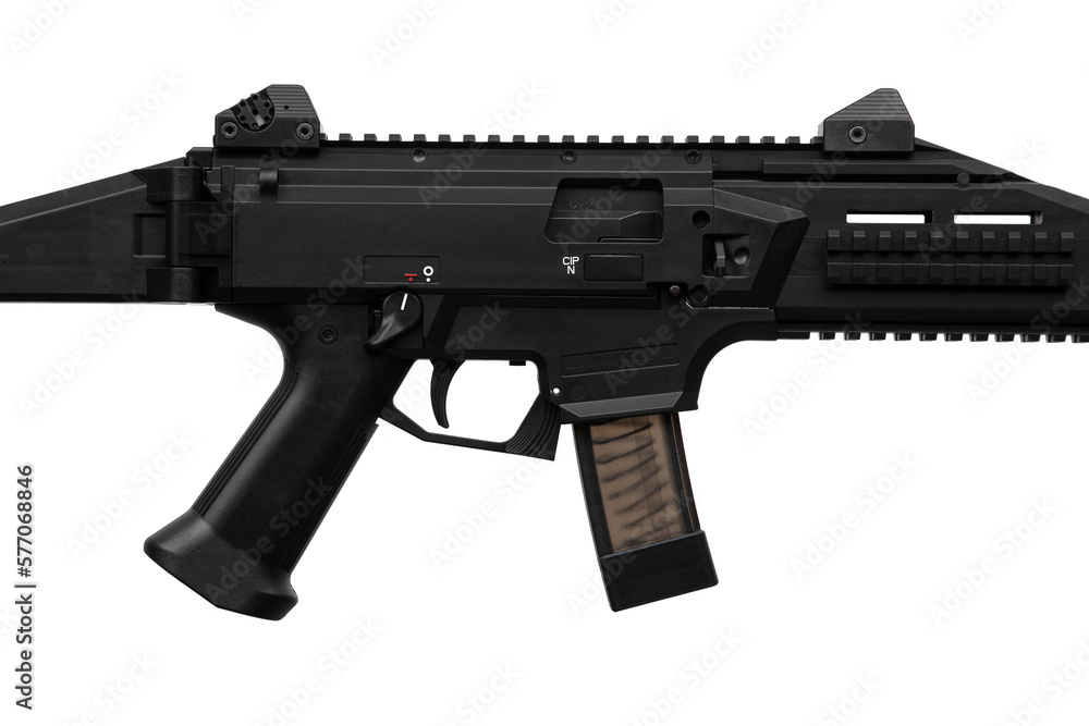 A modern automatic carbine chambered for 9mm pistol caliber. Weapons ...
