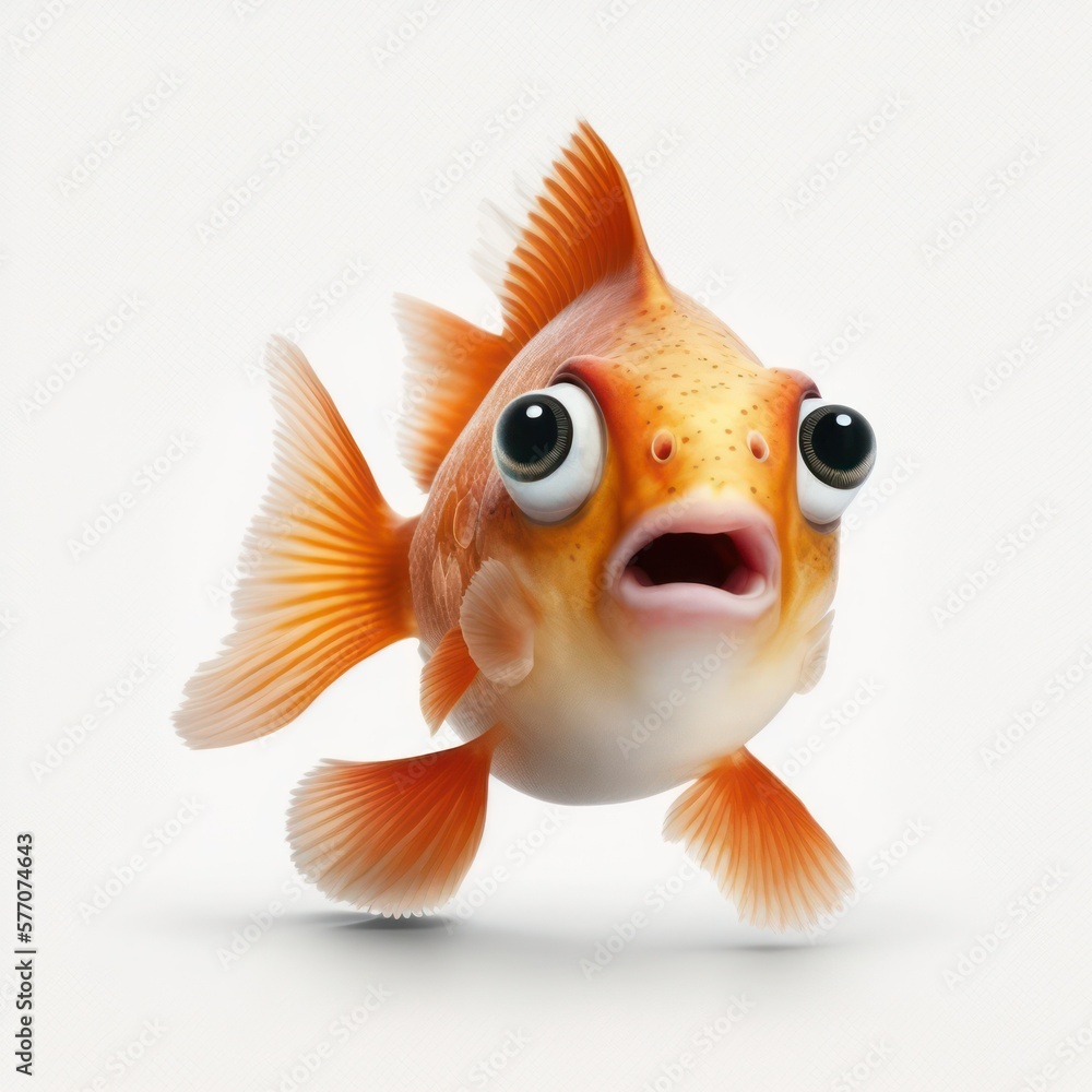 Funny, happy, and cute fish character. Ideal for use in ocean, marine ...