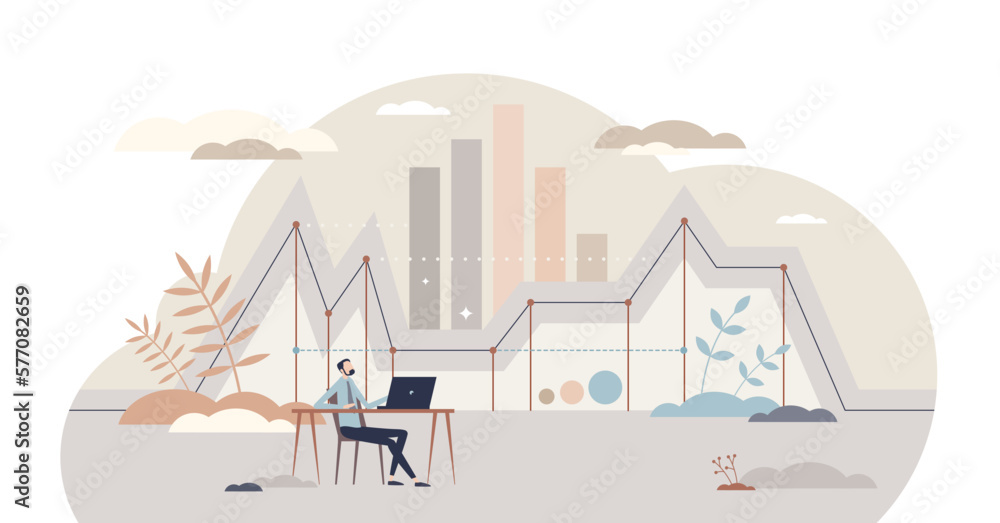 Data analysis and information research with stock diagram tiny person ...
