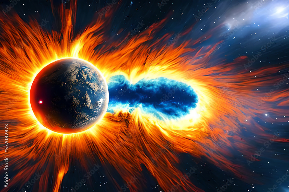 Sun activity in the universe. The solar wind is destroying the planet ...