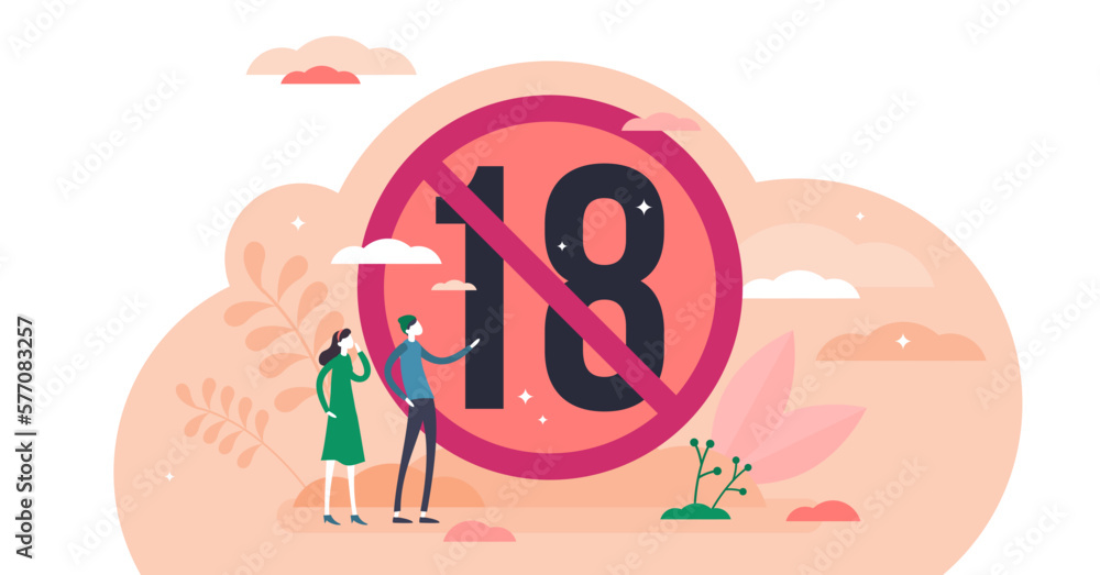 Under 18 illustration, transparent background. Age restriction flat ...