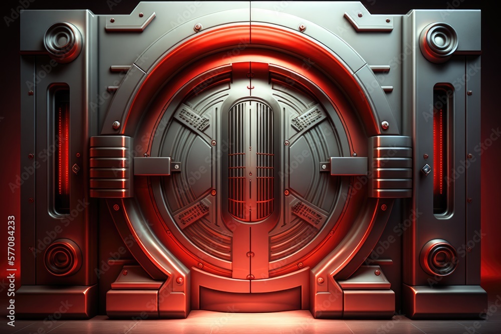 Futuristic modern bank vault, high-tech security, large, multi-layered ...
